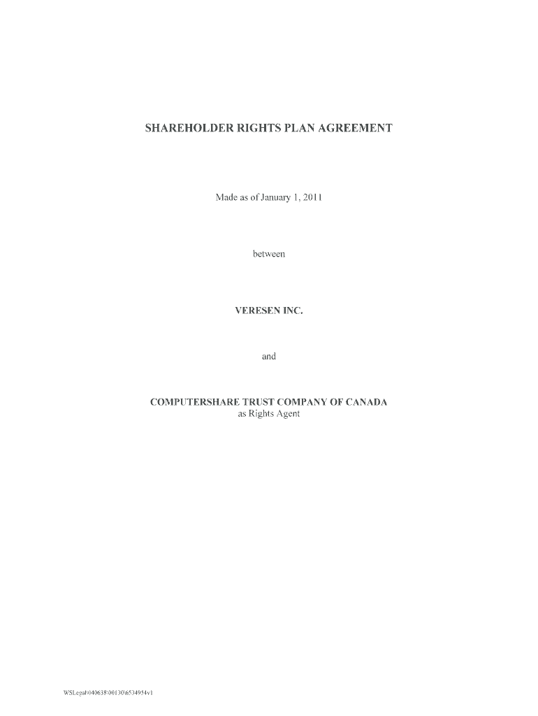 Fillable Online Shareholder Rights Plan Agreement Fax Email Print ...