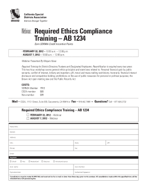 Fillable Online Required Ethics Compliance Training AB 1234 ...