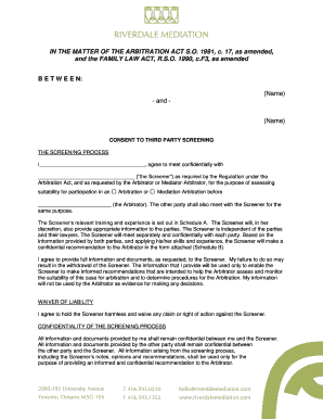 Fillable Online Consent to Third Party Screening PDF - Riverdale ...