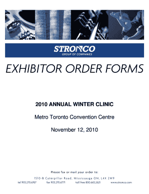 Fillable Online Stronco Exhibitor Order Forms Fax Email Print - pdfFiller