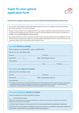 Fillable Online Super for your spouse application form Fax Email Print ...