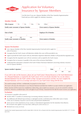 Fillable Online Application for Voluntary Insurance by Spouse Members ...