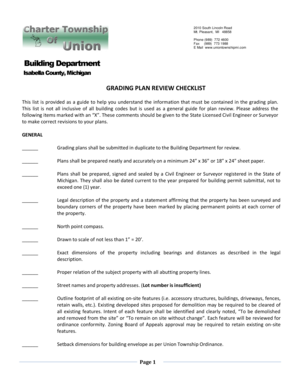 Fillable Online Grading Plan Review Checklist - Union Township Fax ...