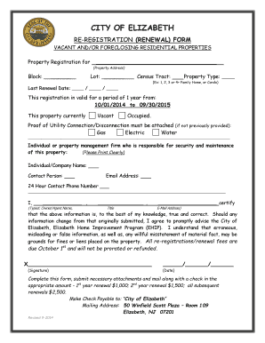 Fillable Online Registration Form - Elizabeth, NJ (Renewal).pdf Fax ...