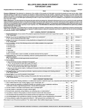 Fillable Online Sellers Disclosure Statement for Vacant Land Copyright ...