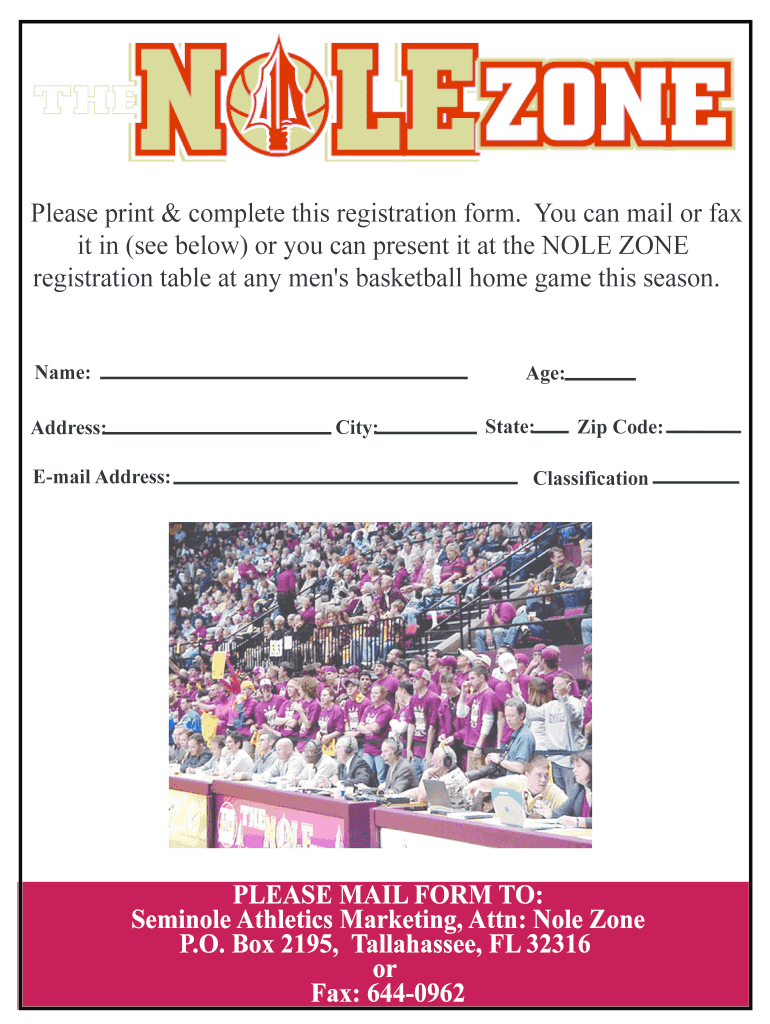Fillable Online Nole Zone Registration Form Fax Email Print - pdfFiller