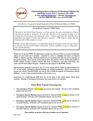 Fillable Online Parole Block Program Form - Parents of Murdered ...