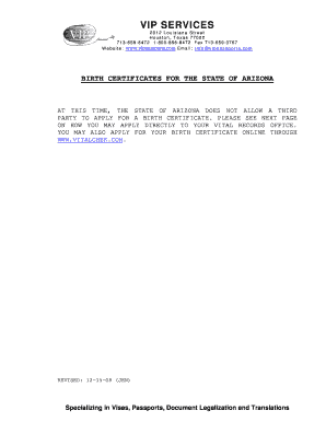 Fillable Online BIRTH CERTIFICATES FOR THE STATE OF ARIZONA Fax Email ...