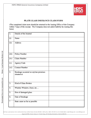 Fillable Online Download Hdfc Ergo Plate Glass Claim Form - Insure at ...