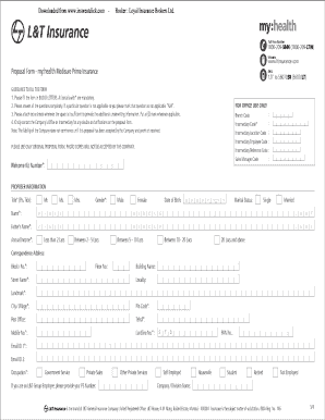 Fillable Online Download l&t-insurance MYHEALTH MEDISURE PRIME proposal ...