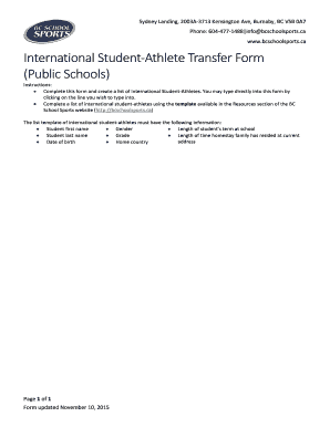 Fillable Online International Student-Athlete Transfer Form Public ...