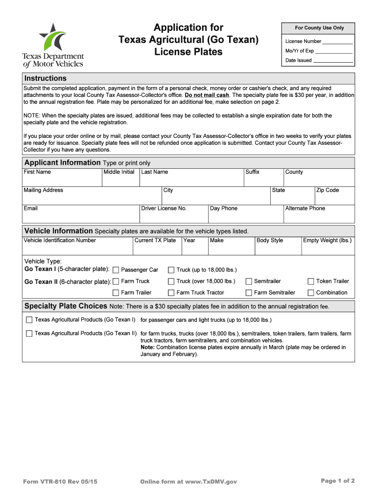 Fillable Online txdmv texas Texas Agricultural (Go Texan) Fax Email ...