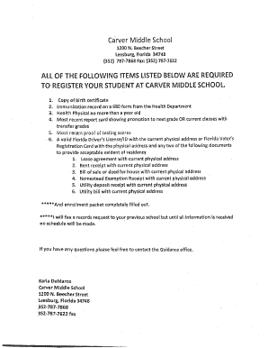 Fillable Online lake k12 fl Carver Middle - lakek12flus - lake k12 fl Fax Email Print - pdfFiller