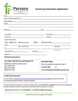 Fillable Online parsonscenter LCSW or LMSW License Number ...
