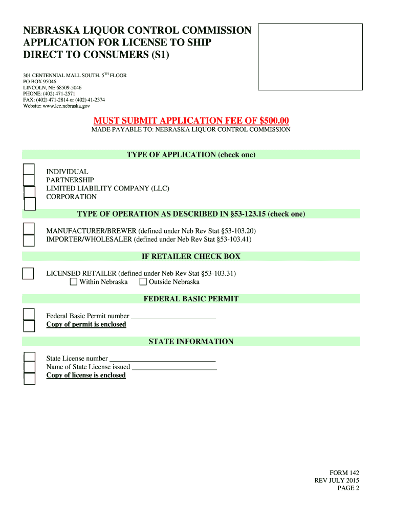 Fillable Online SPECIAL DESIGNATED LICENSES - Nebraska Liquor Control ...