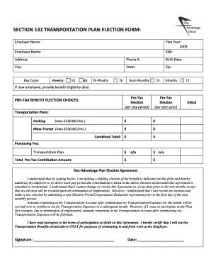 Fillable Online SECTION 132 TRANSPORTATION PLAN bELECTION FORMb Fax ...