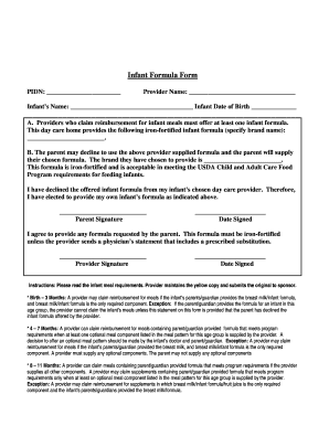 Fillable Online swhuman Infant Formula Form - swhumanorg Fax Email ...
