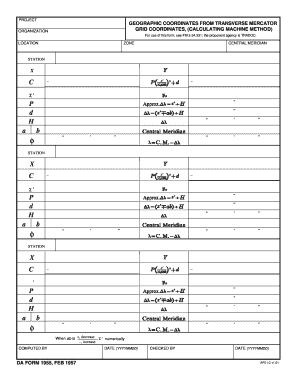 Fillable Online armypubs army GEOGRAPHIC COORDINATES FROM TRANSVERSE ...