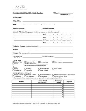 Fillable Online PACC PROGRAM REGISTRATION FORM Part One Fax Email Print ...