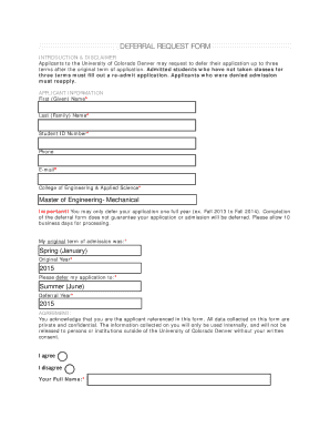 Fillable Online ucdenver BDEFERRAL REQUEST FORMb Fax Email Print - pdfFiller