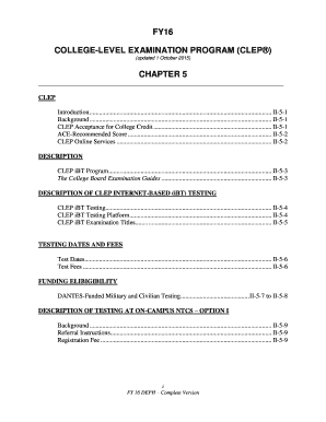 Fillable Online FY16 COLLEGE-LEVEL EXAMINATION PROGRAM CLEP CHAPTER 5 ...