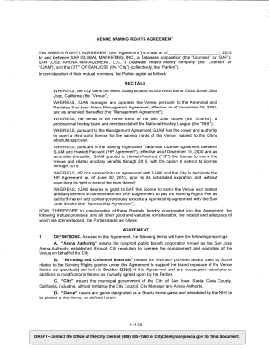 Fillable Online VENUE NAMING RIGHTS AGREEMENT Fax Email Print - pdfFiller