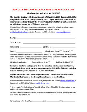 Fillable Online Application - Classy Niners Fax Email Print - pdfFiller