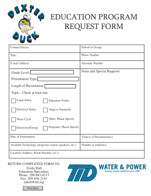 Fillable Online Education Program Request Form Fax Email Print - pdfFiller