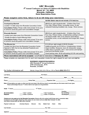 Fillable Online Hotel Reservation Form - disability-abusecom Fax Email ...