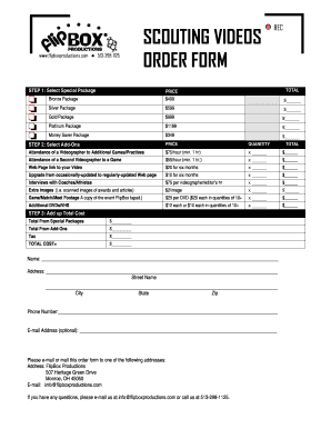 Fillable Online SCOUTING VIDEOS REC 513-298-1125 ORDER FORM Fax Email ...