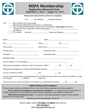 Fillable Online New Membership Form - MSPA Fax Email Print - pdfFiller