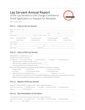 Fillable Online Lay Servant Annual Report Form - westohioumcorg Fax ...