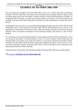 Da Form 3881 Example - Fill Online, Printable, Fillable, Blank | pdfFiller