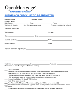 Fillable Online SUBMISSION CHECKLIST TO BE SUBMITTED Fax Email Print ...
