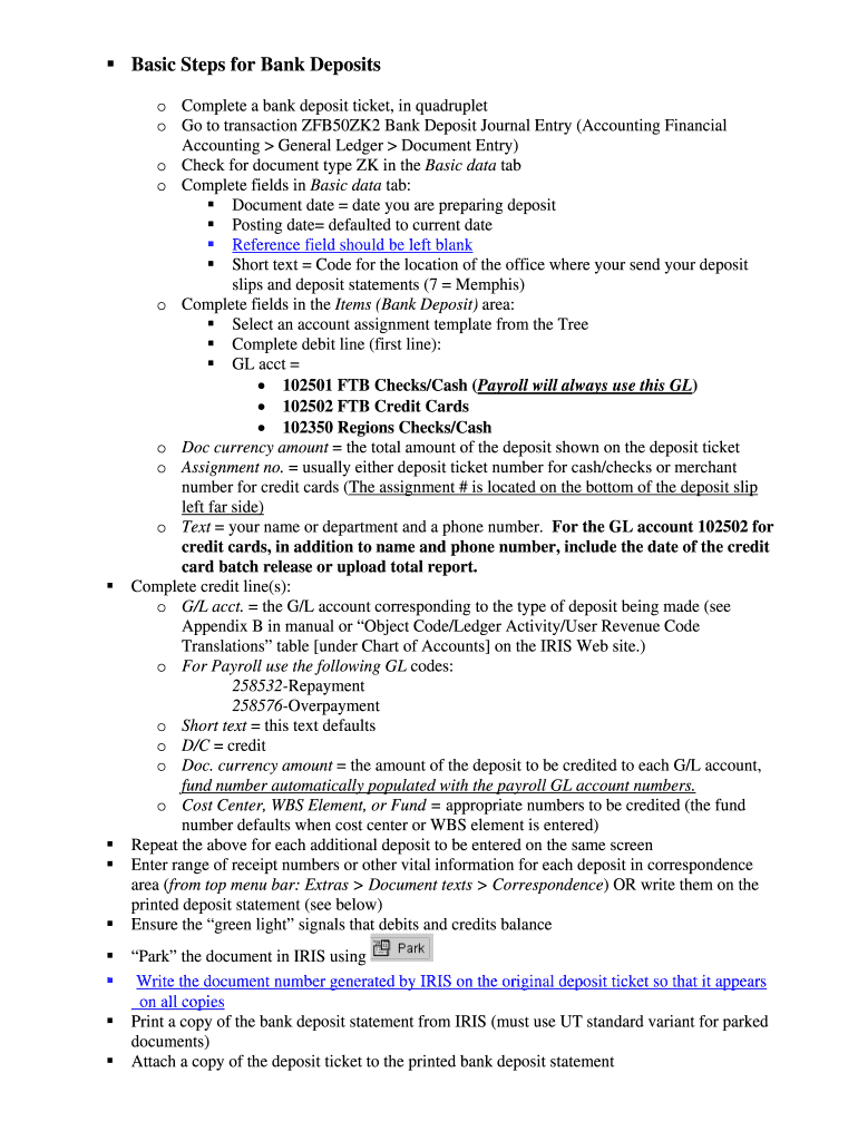 Fillable Online o Complete a bank deposit ticket, in quadruplet Fax ...