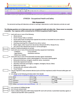 Fillable Online research uthscsa UTHSCSA Occupational Health and Safety ...