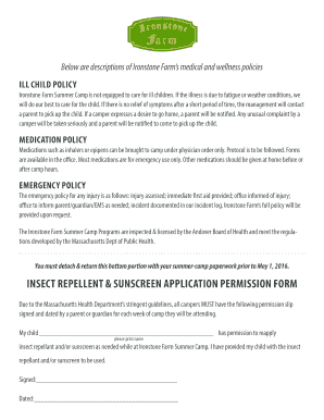 Fillable Online ironstonefarm InseCt rePellent amp sunsCreen aPPlIC ...