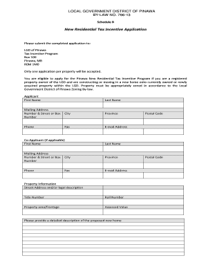 Fillable Online New Residential Tax Incentive Application - Pinawa Fax ...