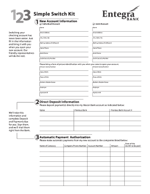 Fillable Online Download a Switch Kit - Entegra Bank Fax Email Print ...