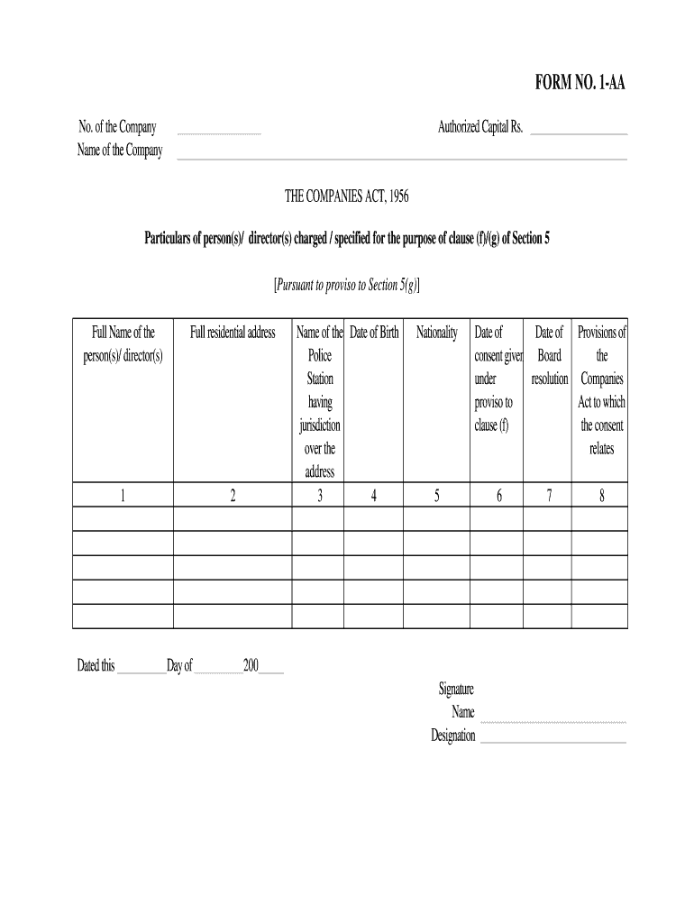 Fillable Online Particulars of persons directors charged specified for ...