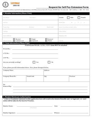 Fillable Online 183membersbenefits Request for Self Pay Extension Form ...