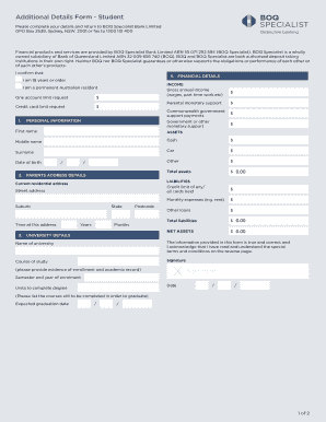 Fillable Online Additional details form - student Fax Email Print ...