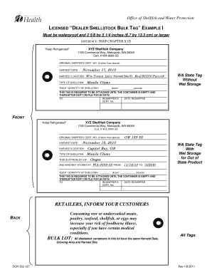 Fillable Online doh wa DEALER BULK SHELLSTOCK TAG EXAMPLES Bulk ...