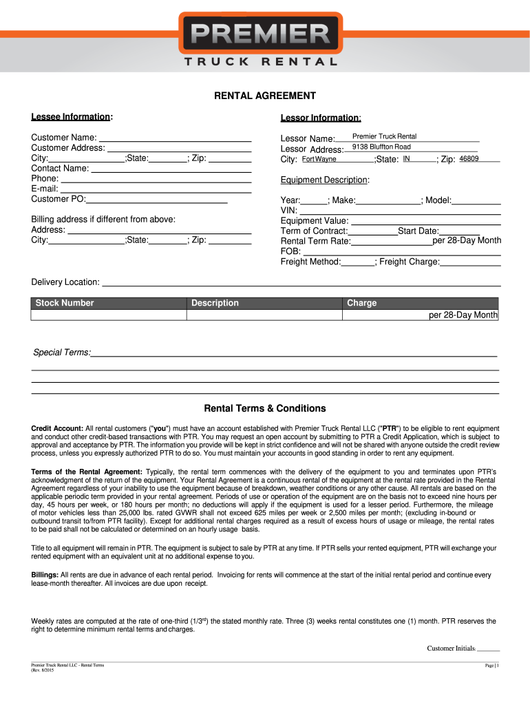 Vehicle Rental Agreement Template
