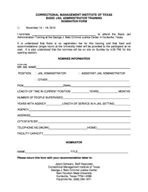 Fillable Online cmitonline CORRECTIONAL MANAGEMENT INSTITUTE OF TEXAS ...