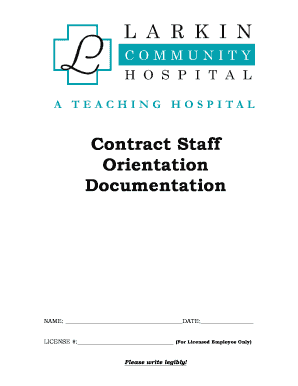 Fillable Online General Orientation Documentation Packet - Contract ...
