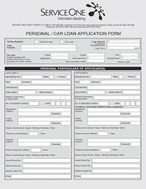 Fillable Online PERSONAL CAR LOAN APPLICATION FORM - Fax Email Print ...