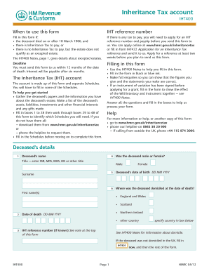 Fillable Online londynek IHT400 Inheritance Tax account. Inheritance ...