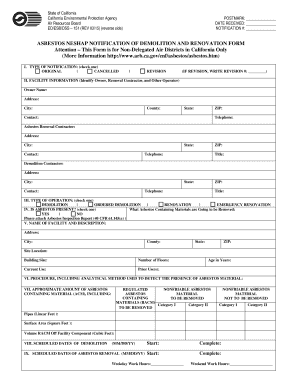 Fillable Online placer ca ASBESTOS NESHAP NOTIFICATION OF DEMOLITION ...