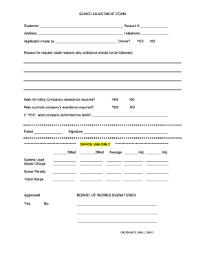 Fillable Online SEWER ADJUSTMENT FORM Fax Email Print - pdfFiller